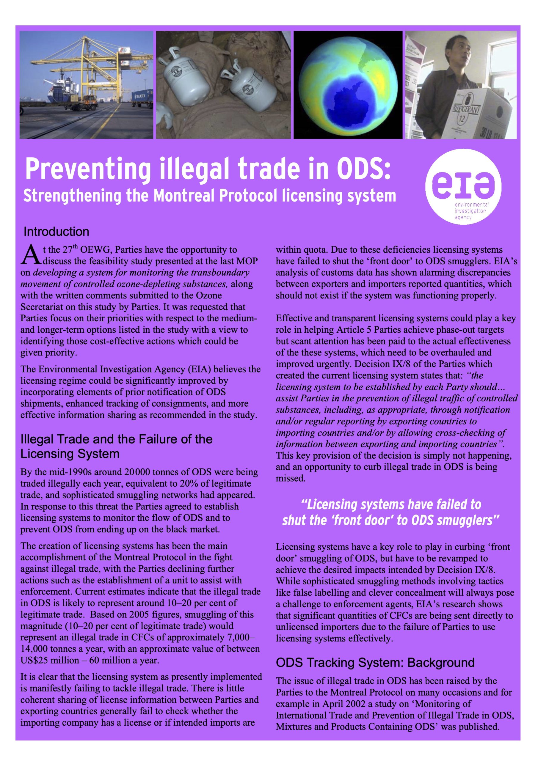 Preventing illegal trade in ODS: Strengthening the Montreal Protocol ...
