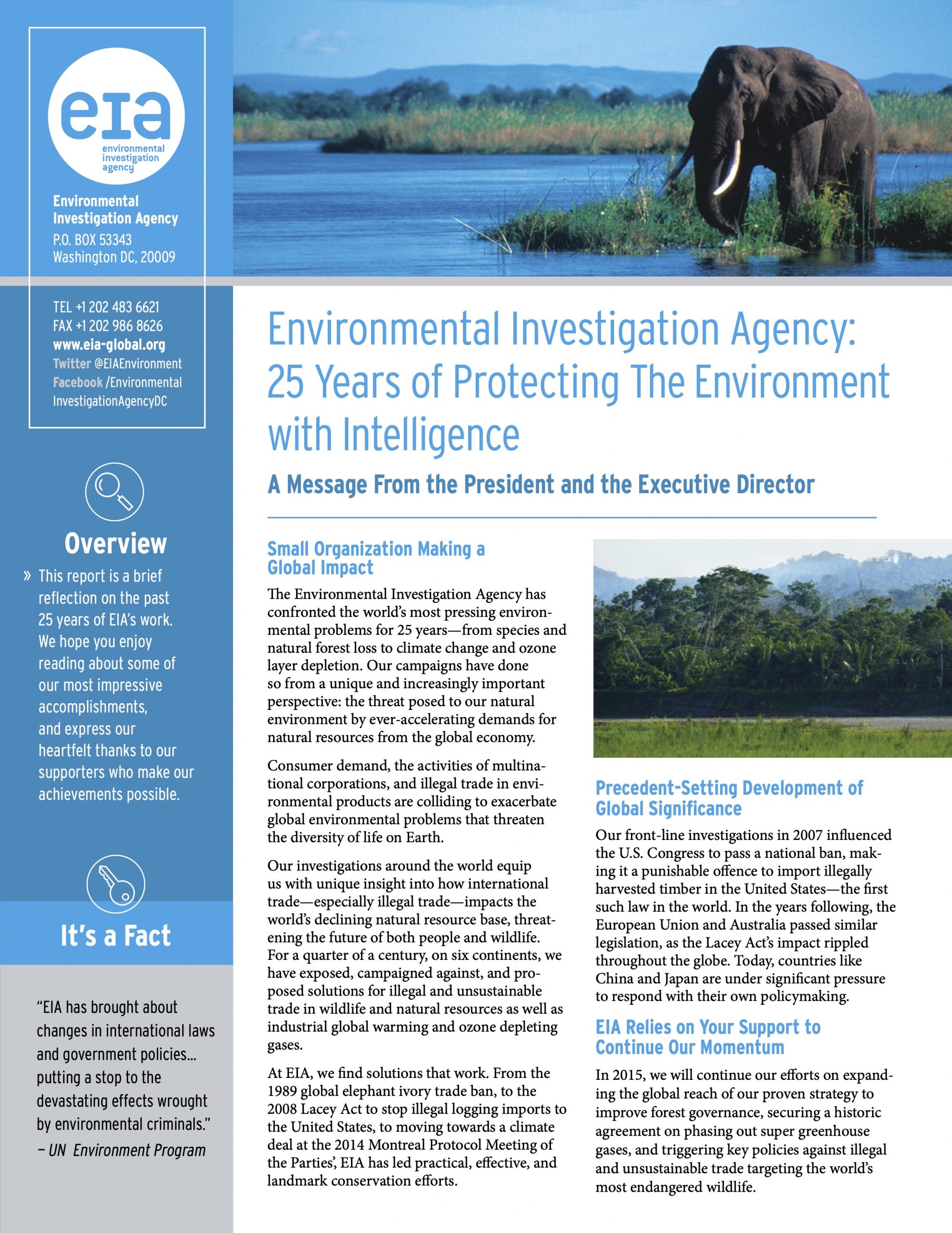 Environmental Investigation Agency: 25 Years of Protecting The ...