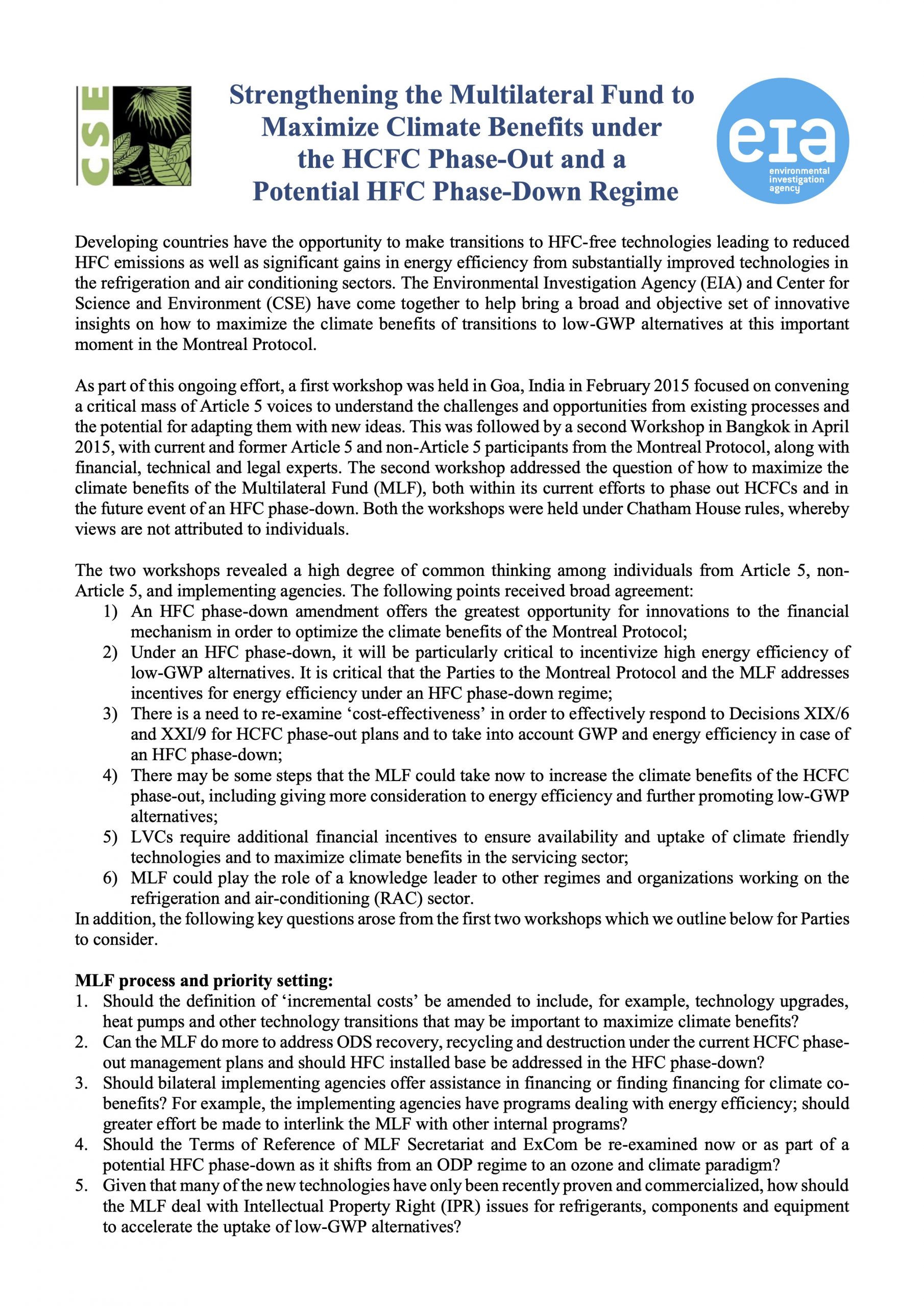 Strengthening the Multilateral Fund to Maximize Climate Benefits — EIA