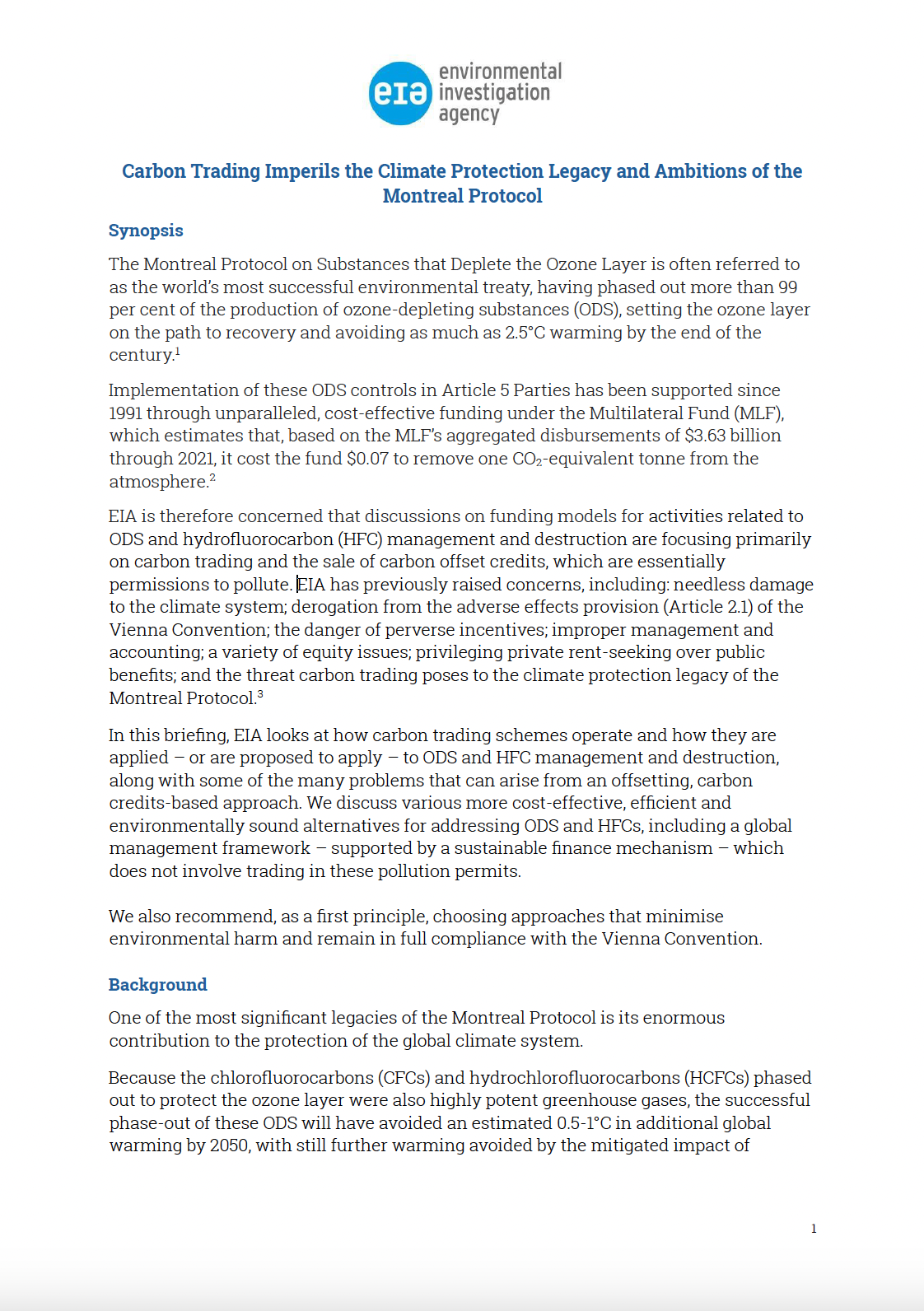 Carbon Trading Imperils the Climate Protection Legacy and Ambitions of the Montreal Protocol — EIA